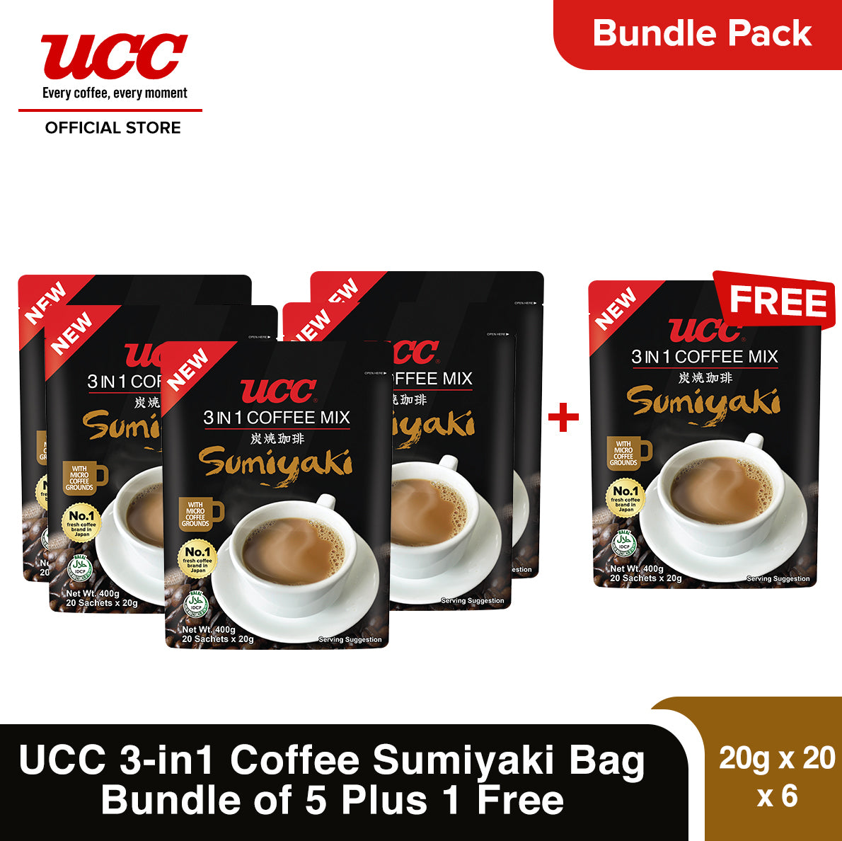 UCC 3-in-1 Sumiyaki Bag Bundle of 5 Plus 1 Free – UCC Coffee PH