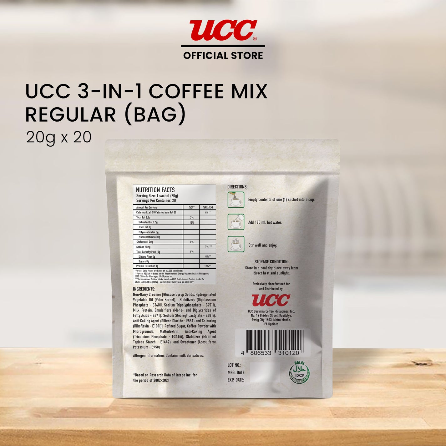 UCC 3-in-1 Coffee Regular Bag (20g x 20) – UCC Coffee PH