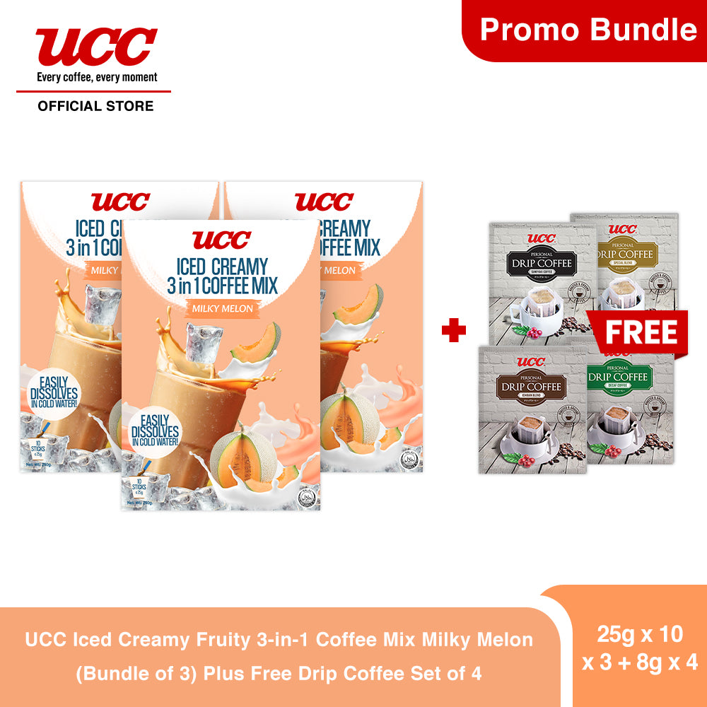 UCC Iced Creamy Fruity Milky Melon 3-in-1 Coffee Mix (Bundle of 3) Plu ...
