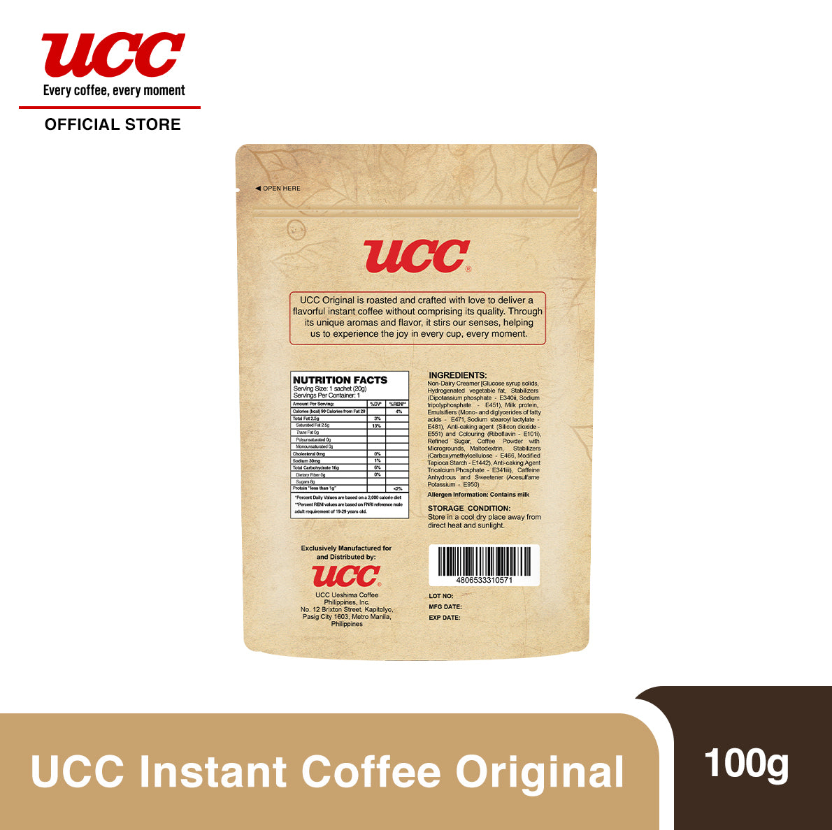 UCC Original Instant Coffee 100g – UCC Coffee PH
